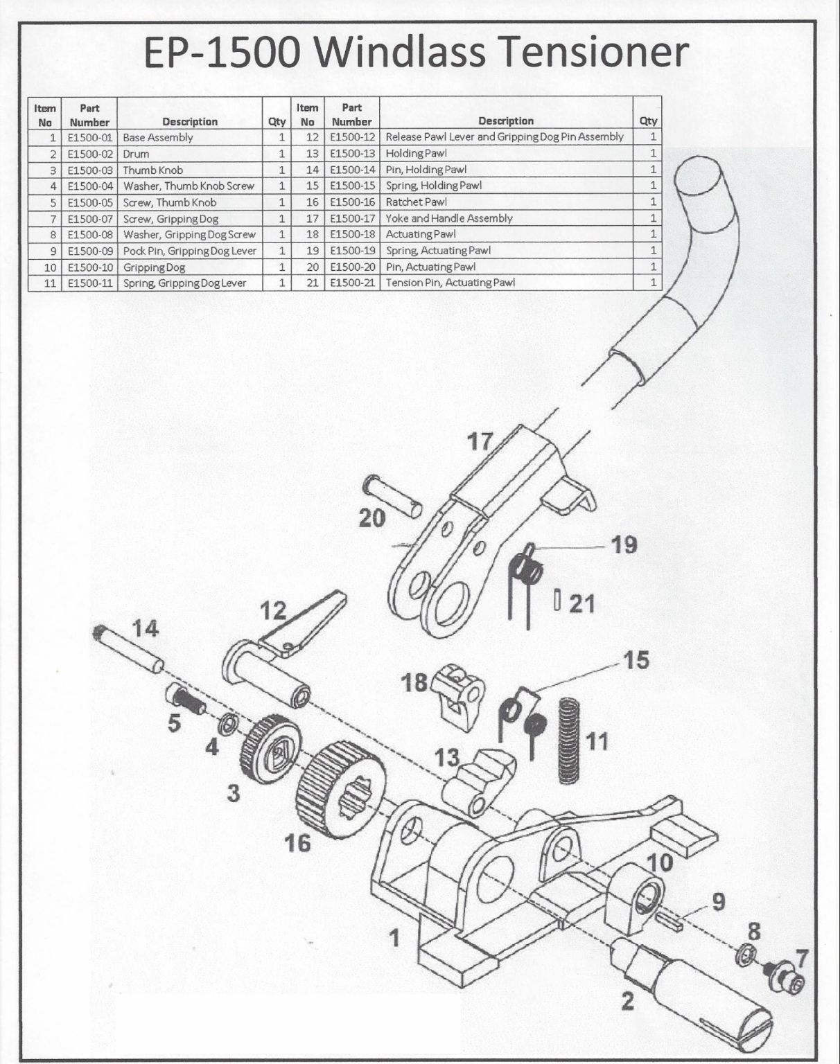 Encore EP-1500 Windlass Tensioners Manual Parts List – Grant Packaging ...